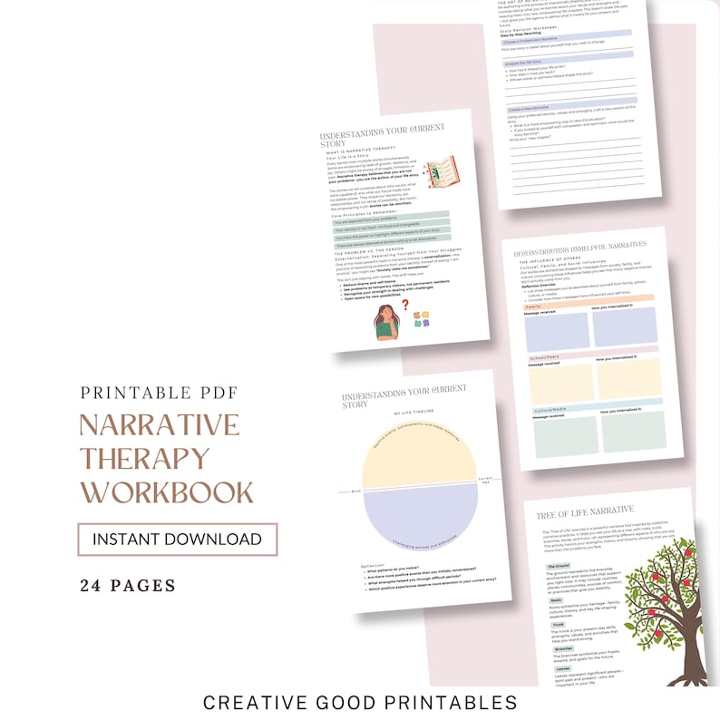 Narrative Therapy Workbook, Tree of Life Worksheet, Trauma Therapy ...