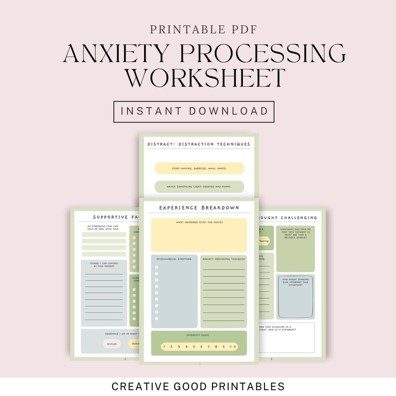Anxiety Worksheet, Anxiety Relief, Anxiety Processing, Anxiety Journal ...