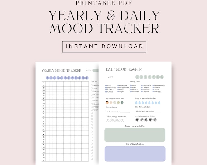 A Year in Pixels, Mood Tracker, Daily Mood Cart Digital Planner ...