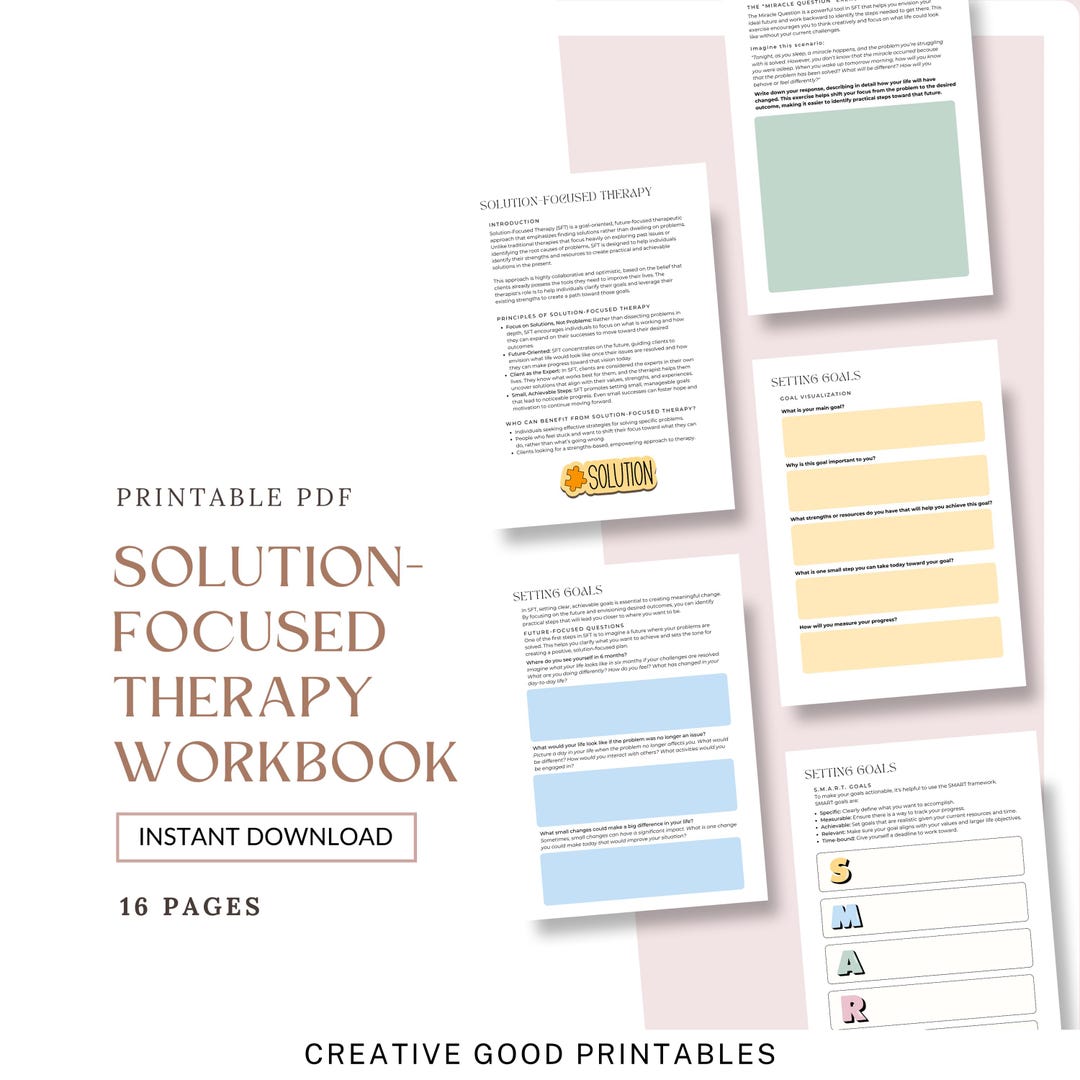 Solution Focused Therapy Worksheet, SFBT Worksheet, EMDR, Therapy ...