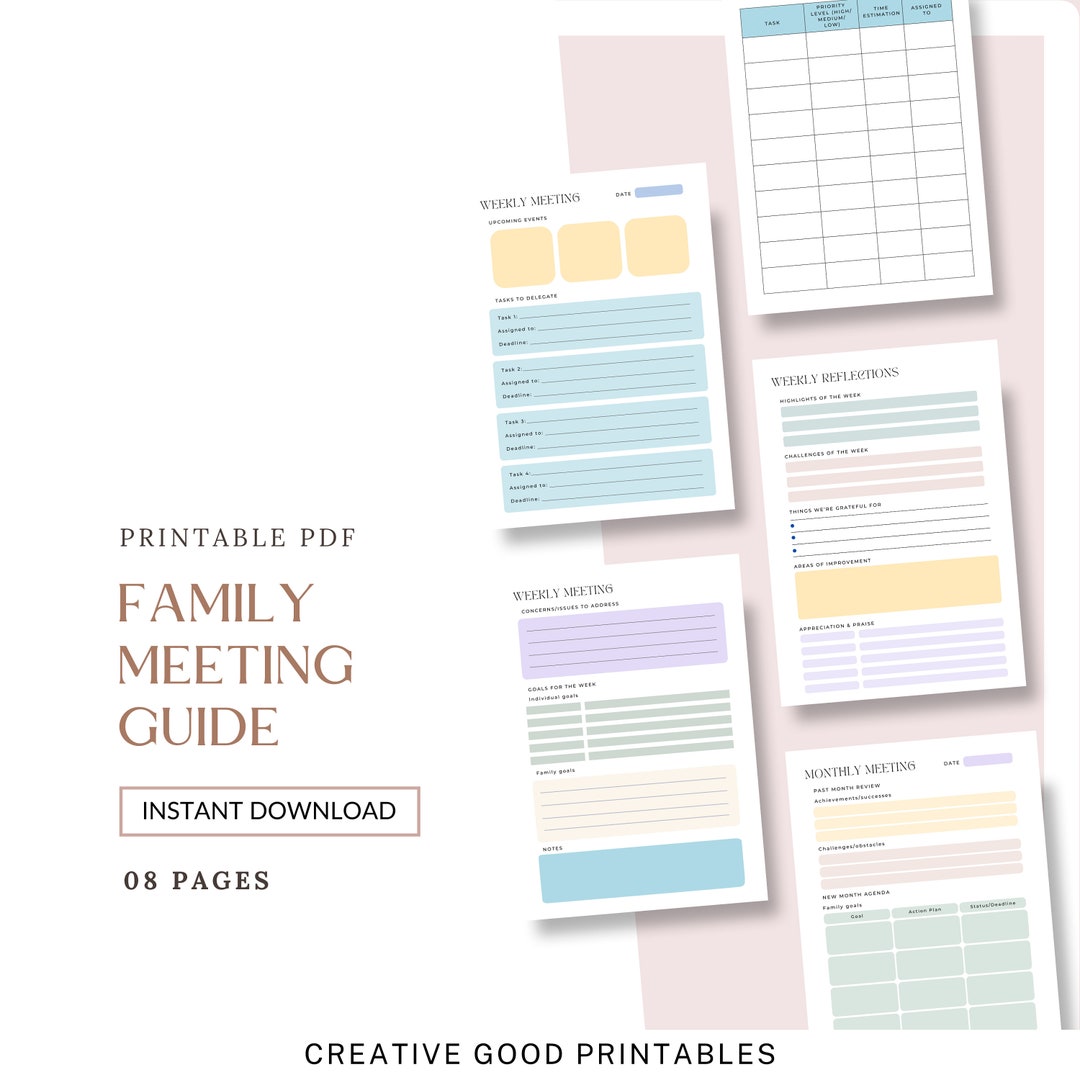 Family Meeting Guide, Weekly Family Meeting, Weekly Family Planner ...