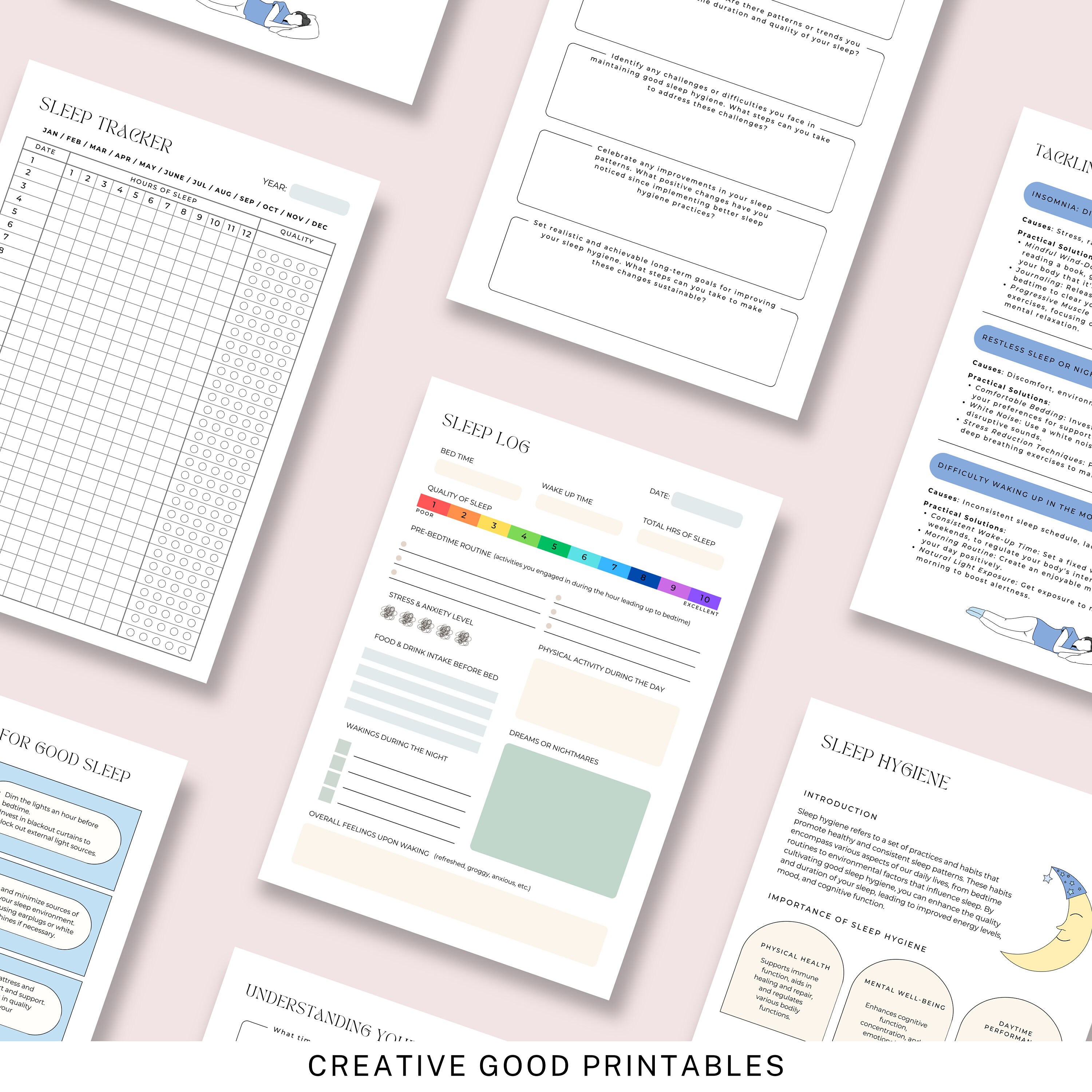 Sleep Hygiene Worksheets, Sleep Tracker, Sleep Journal, Sleep Cycle ...