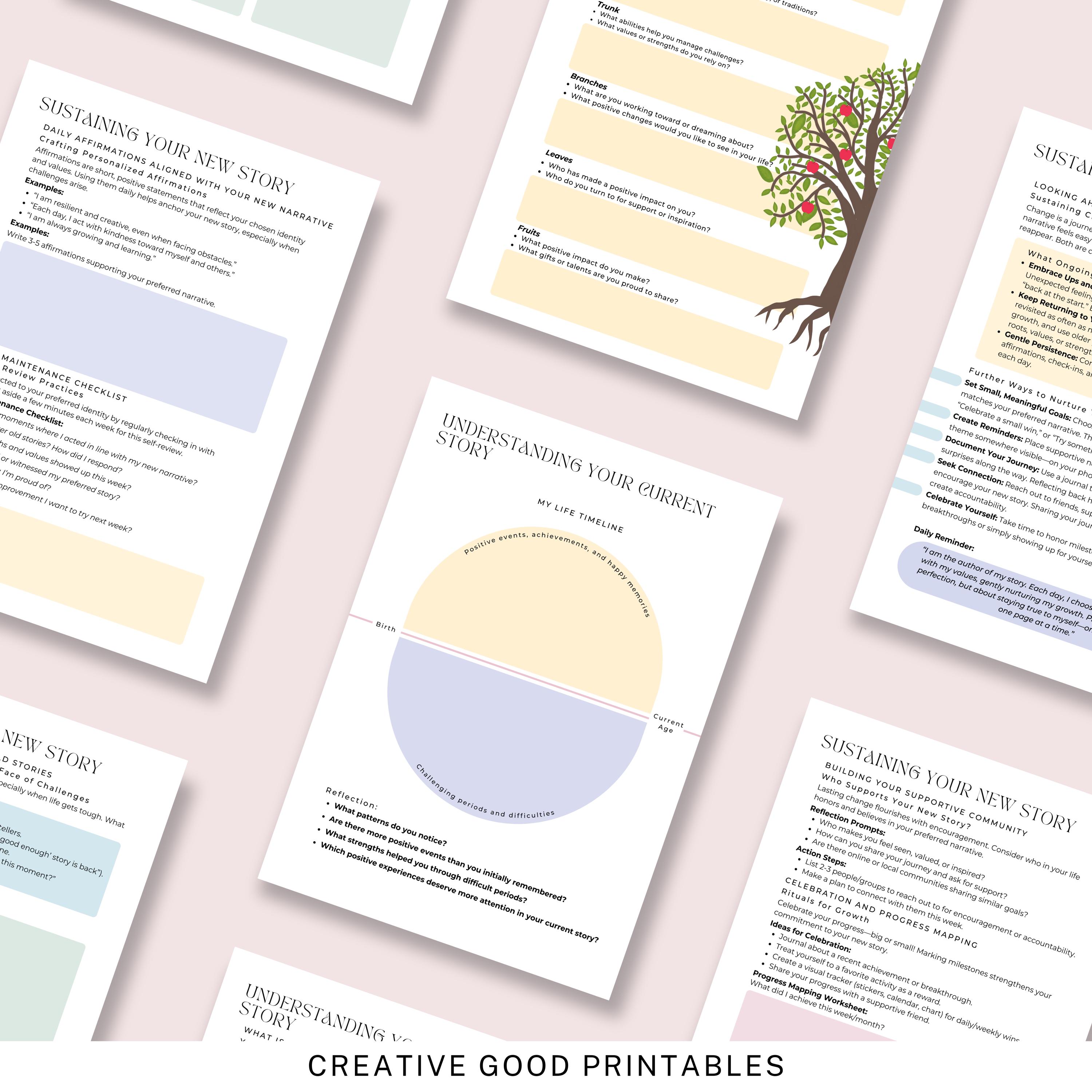 Narrative Therapy Workbook, Tree of Life Worksheet, Trauma Therapy ...