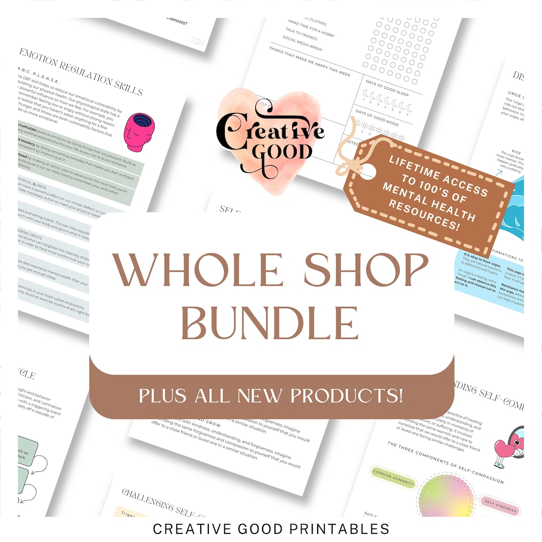 Whole Shop Bundle, Therapy Worksheets, Trauma Therapy, Anxiety ...