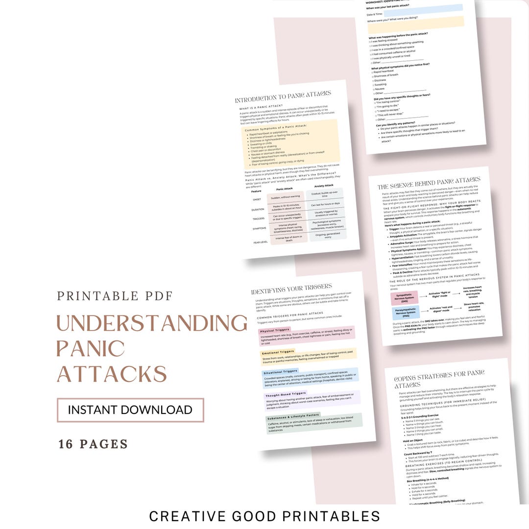 Panic Attack Worksheets, Understanding Triggers, Overthinking ...