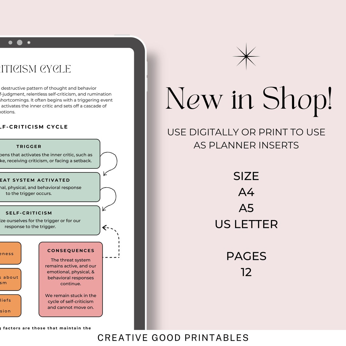 Self-compassion Worksheet, Inner Critic Workbook, EMDR, EFT, Self-care ...