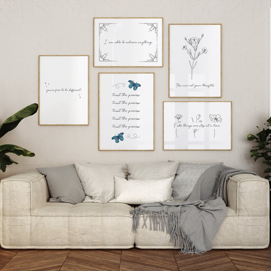 Therapy Office Decor, Set of 5 Mental Health Posters, Line Art Print ...