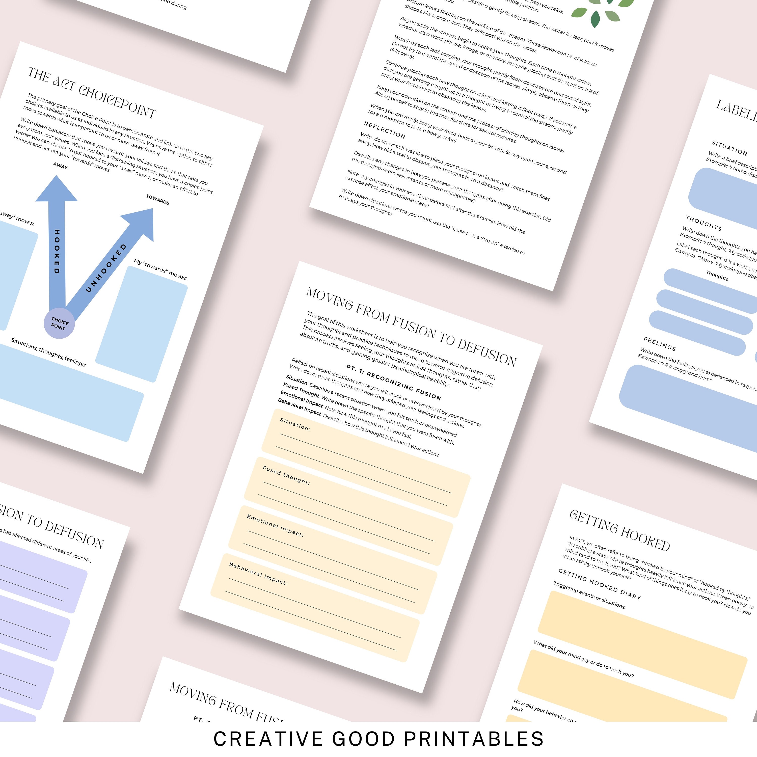 Acceptance and Commitment Therapy Workbook, ACT Bundle, Cognitive ...