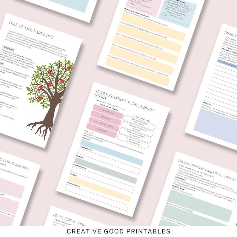Narrative Therapy Workbook, Tree of Life Worksheet, Trauma Therapy ...