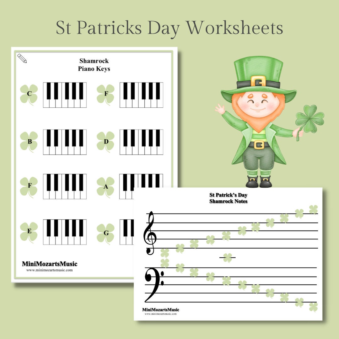 St Patricks Day Beginner Piano Theory Worksheets / Games - Etsy