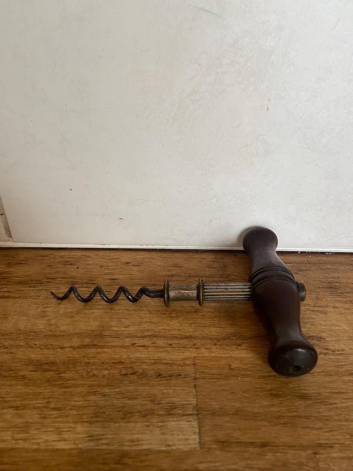 Vintage Wooden Handled Corkscrew With a Nice Lined Metal Feature Old - Etsy