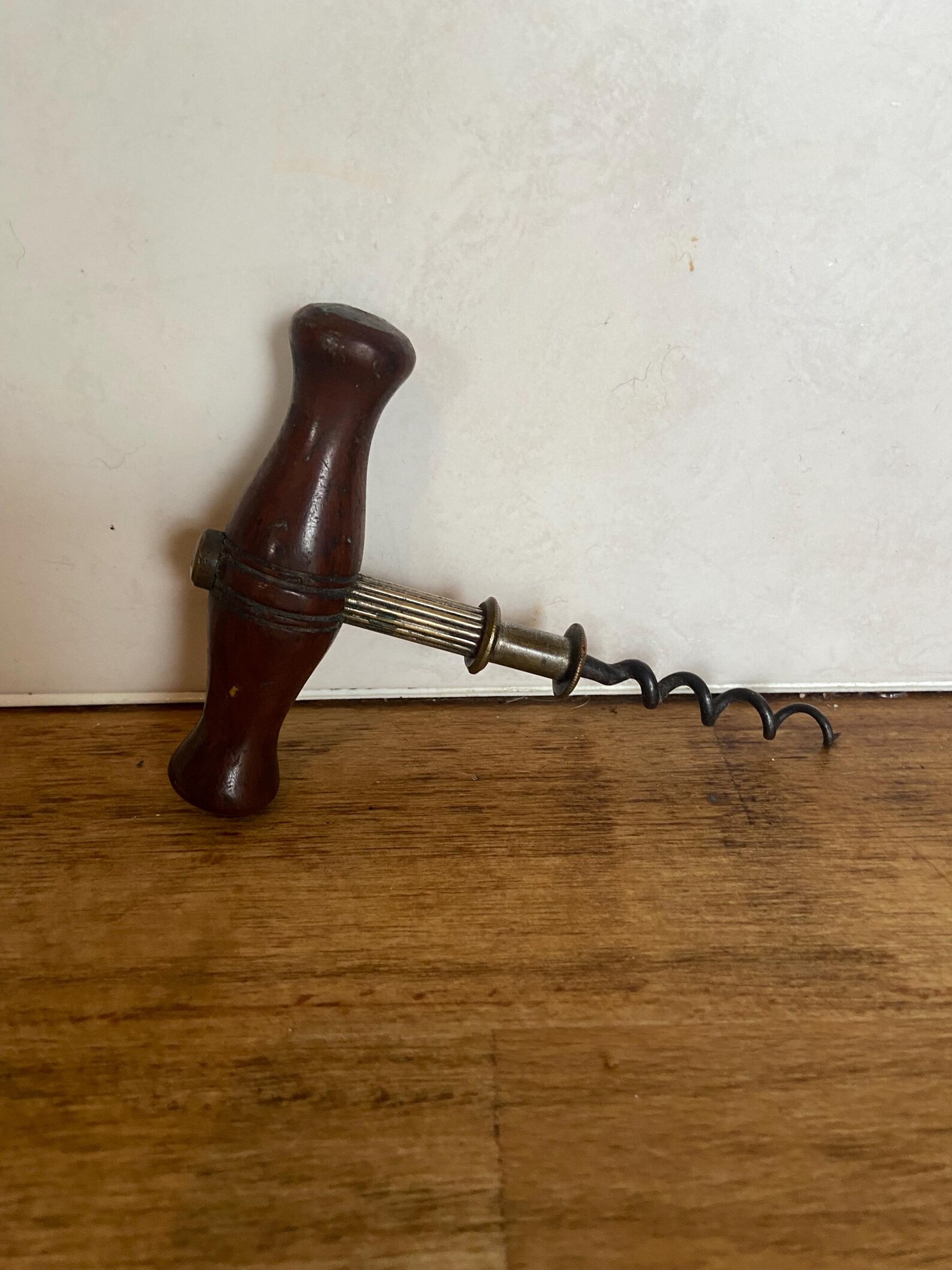 Vintage Wooden Handled Corkscrew With a Nice Lined Metal Feature Old - Etsy