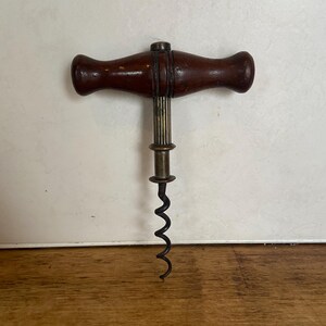 Vintage Wooden Handled Corkscrew With a Nice Lined Metal Feature Old - Etsy