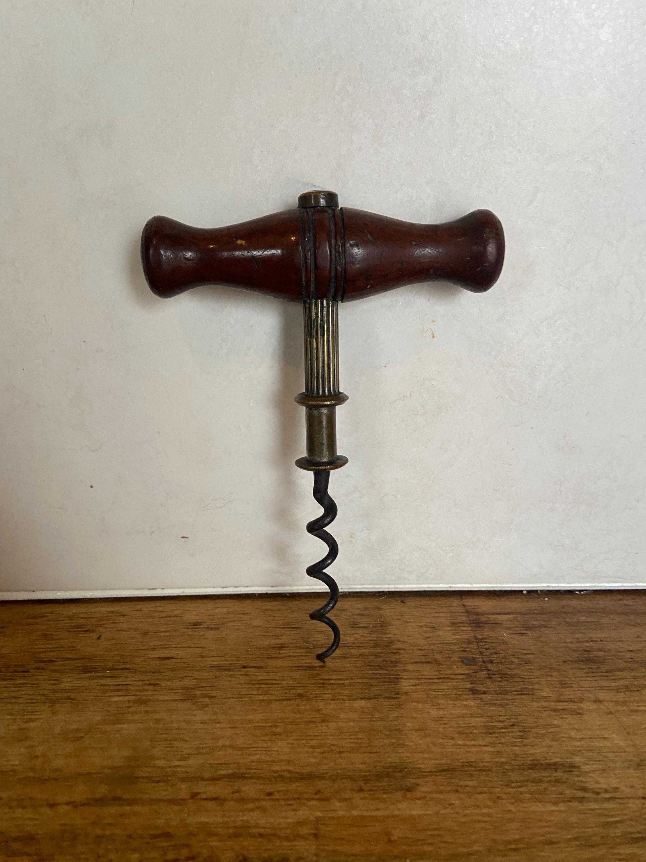 Vintage Wooden Handled Corkscrew With a Nice Lined Metal Feature Old - Etsy