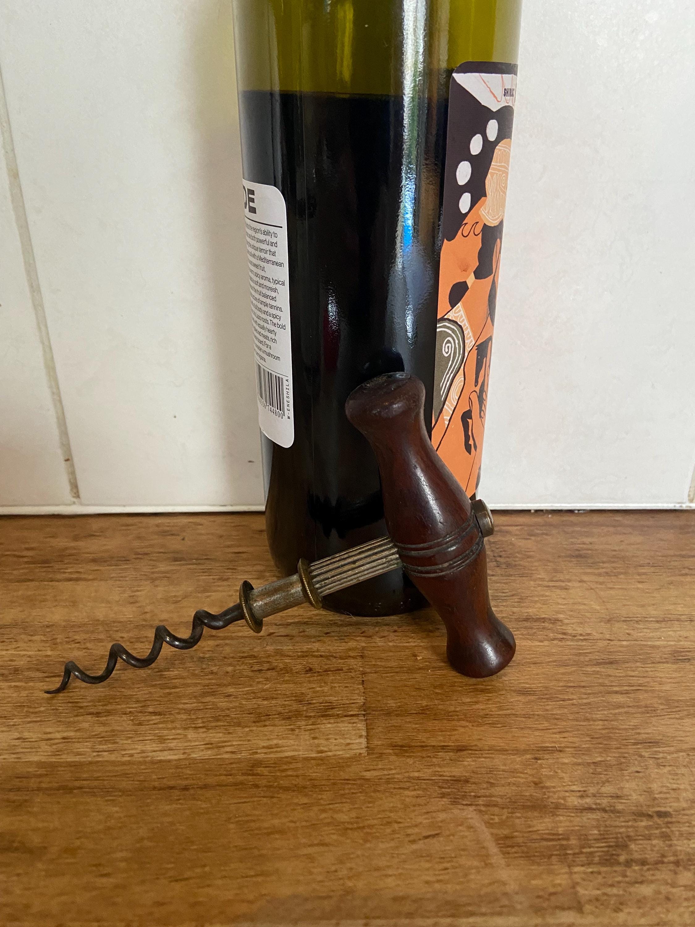 Vintage Wooden Handled Corkscrew With a Nice Lined Metal Feature Old - Etsy