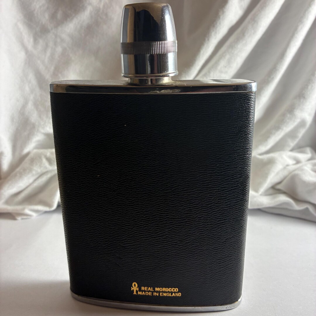 Vintage English Leather Hip Flask, Made in England in Genuine Real ...