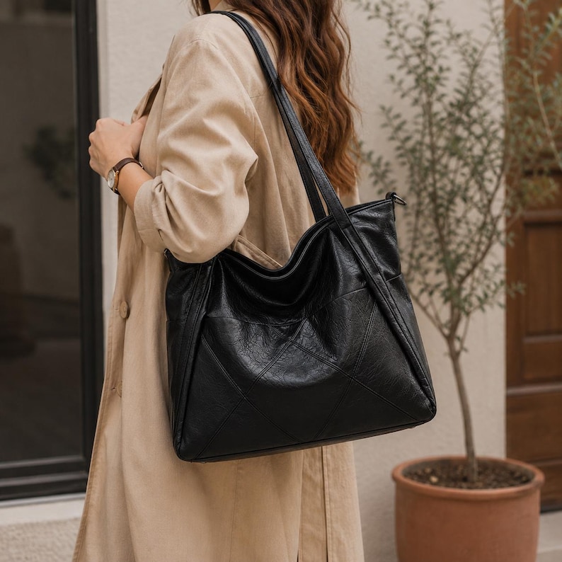 Sac Hobo En Cuir Pour Femme Cabas En Cuir De Vachette Pleine Fleur