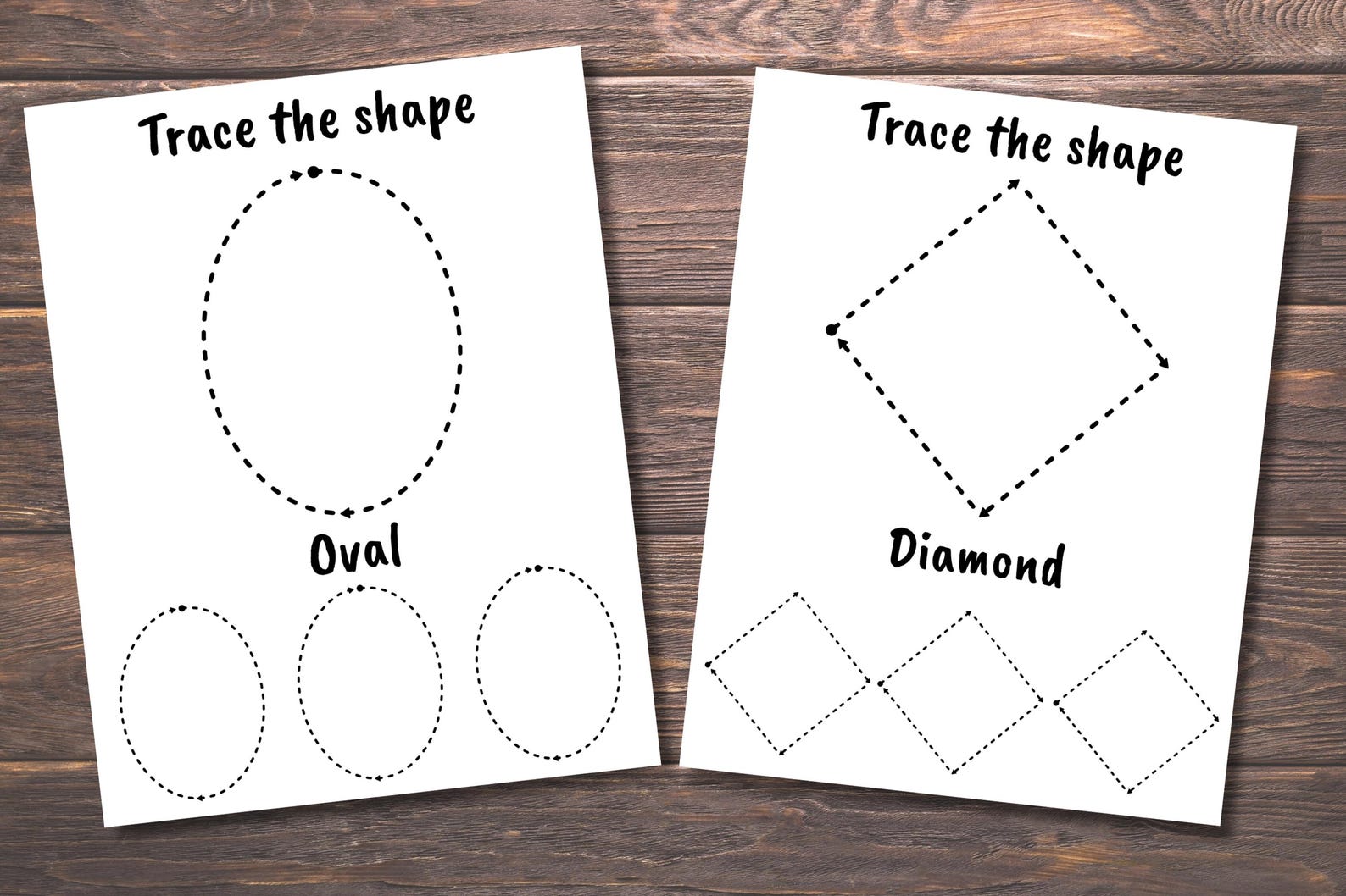 16 Printable Trace the Shape Worksheets, Preschool Learning Shapes ...