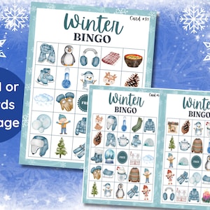Winter Bingo, Printable Winter Bingo, Winter Bingo Cards Printable ...