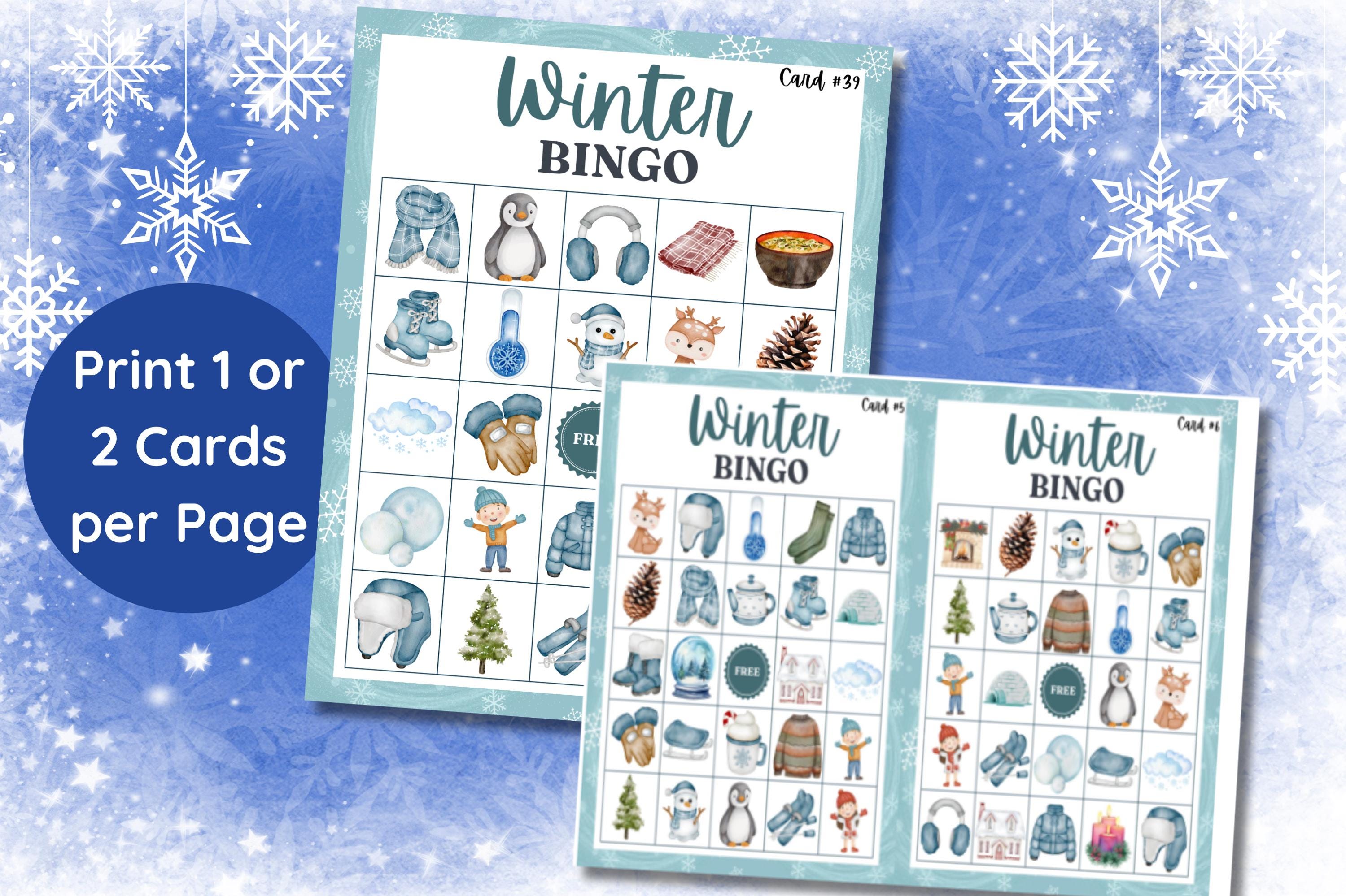 Winter Bingo, Printable Winter Bingo, Winter Bingo Cards Printable ...