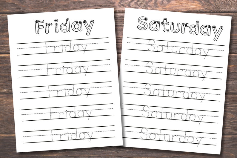 Days of the Week Tracing Worksheets / Tracing Printable for Pre-k ...