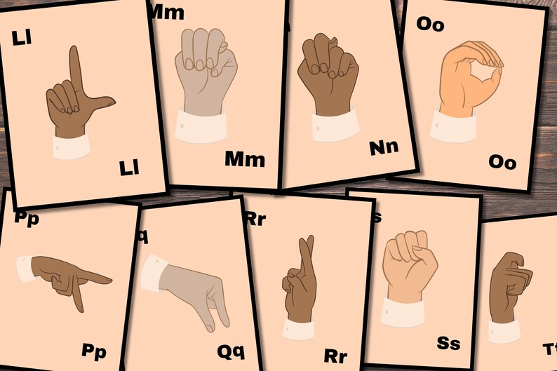 ASL american Sign Language Alphabet Posters & Flashcards - Etsy