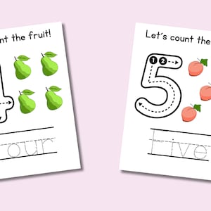 Preschool and Pre-k Number Tracing, 1-10, Count the Fruits, Instant ...