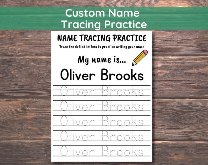Custom Name Tracing Worksheet Sheet Handwriting Practice Personalized ...
