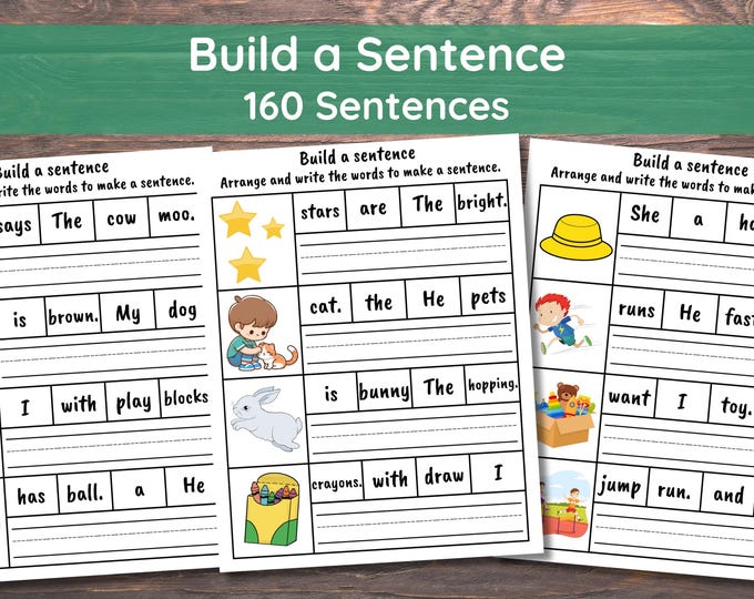 180 Write the Sentence Worksheets, Printable Sentences Writing Practice ...