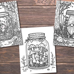 Bold and Easy Coloring Book, Cute Kawaii Forest Jar Coloring Pages ...