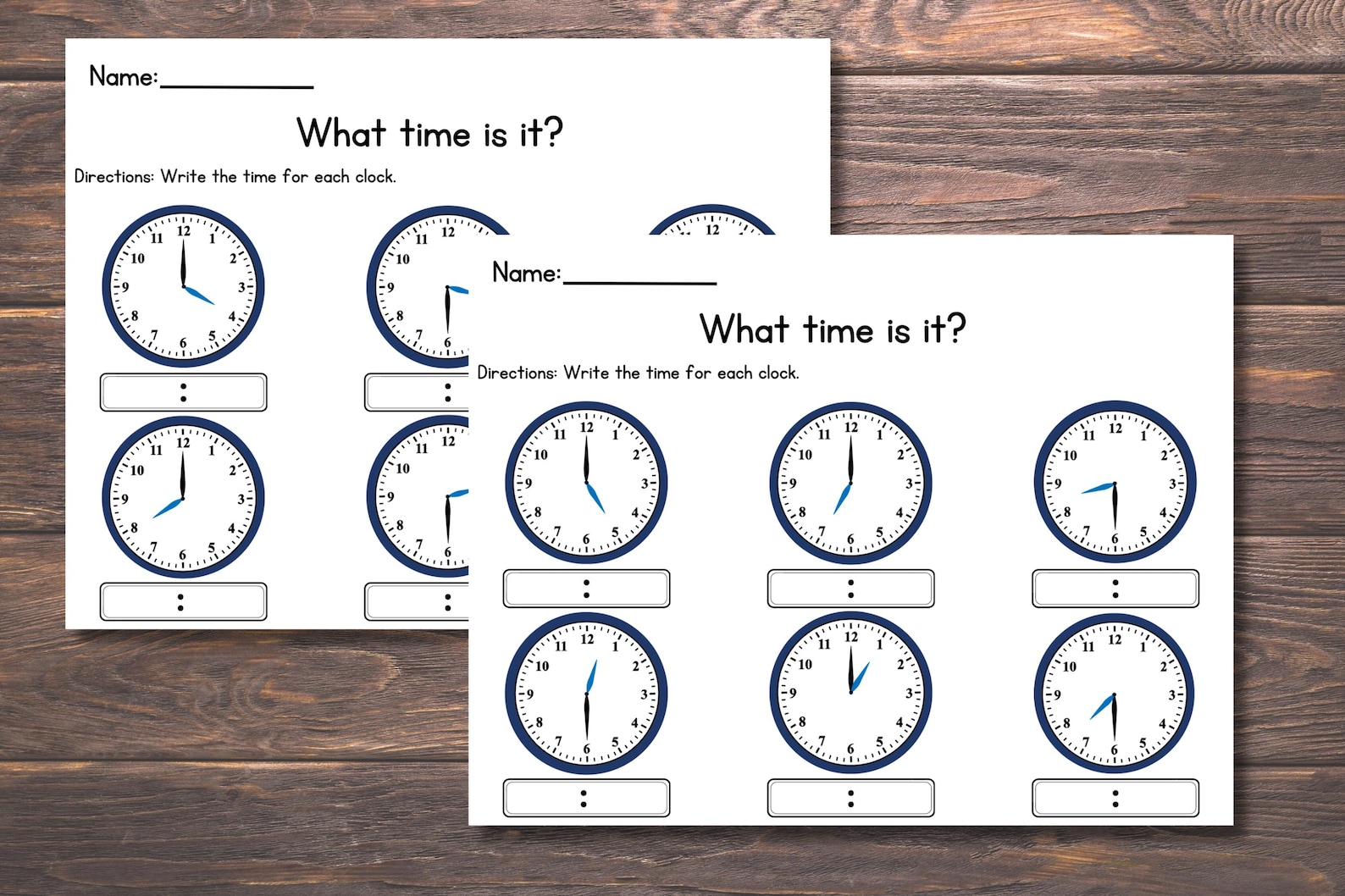 50 Telling Time to the Hour Worksheet, Kindergarten, First Grade ...