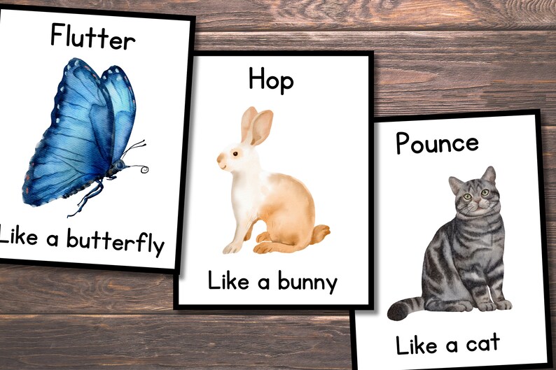 Animal Movement Cards Movement Activity Action Cards Circle - Etsy