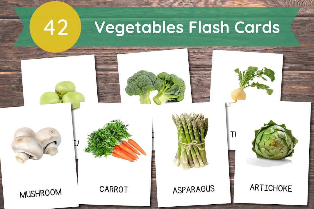 42 Vegetables Cards, Vegetables Flashcards, Montessori Flashcards ...