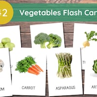 Vegetables Flashcards: Montessori 3-part Cards (printable PDF + Canva ...