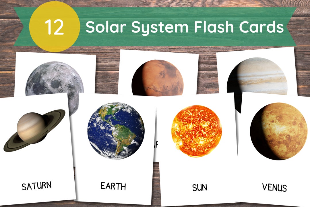 12 Solar System Cards, Planets Flashcards, Printable Real Pictures ...