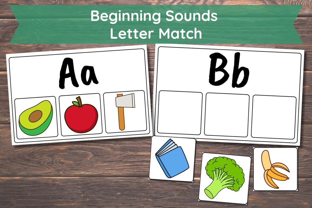 Beginning Sounds Letter Match Phonics Activity Cards Engaging Preschool ...