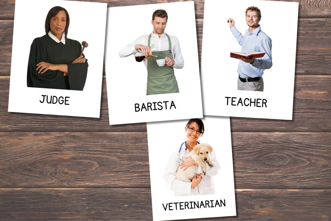 Professions (real Pictures) - 40 Montessori Cards - Flash Cards ...