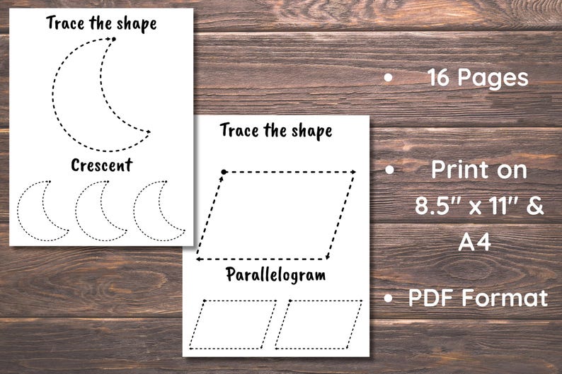 16 Printable Trace the Shape Worksheets, Preschool Learning Shapes ...