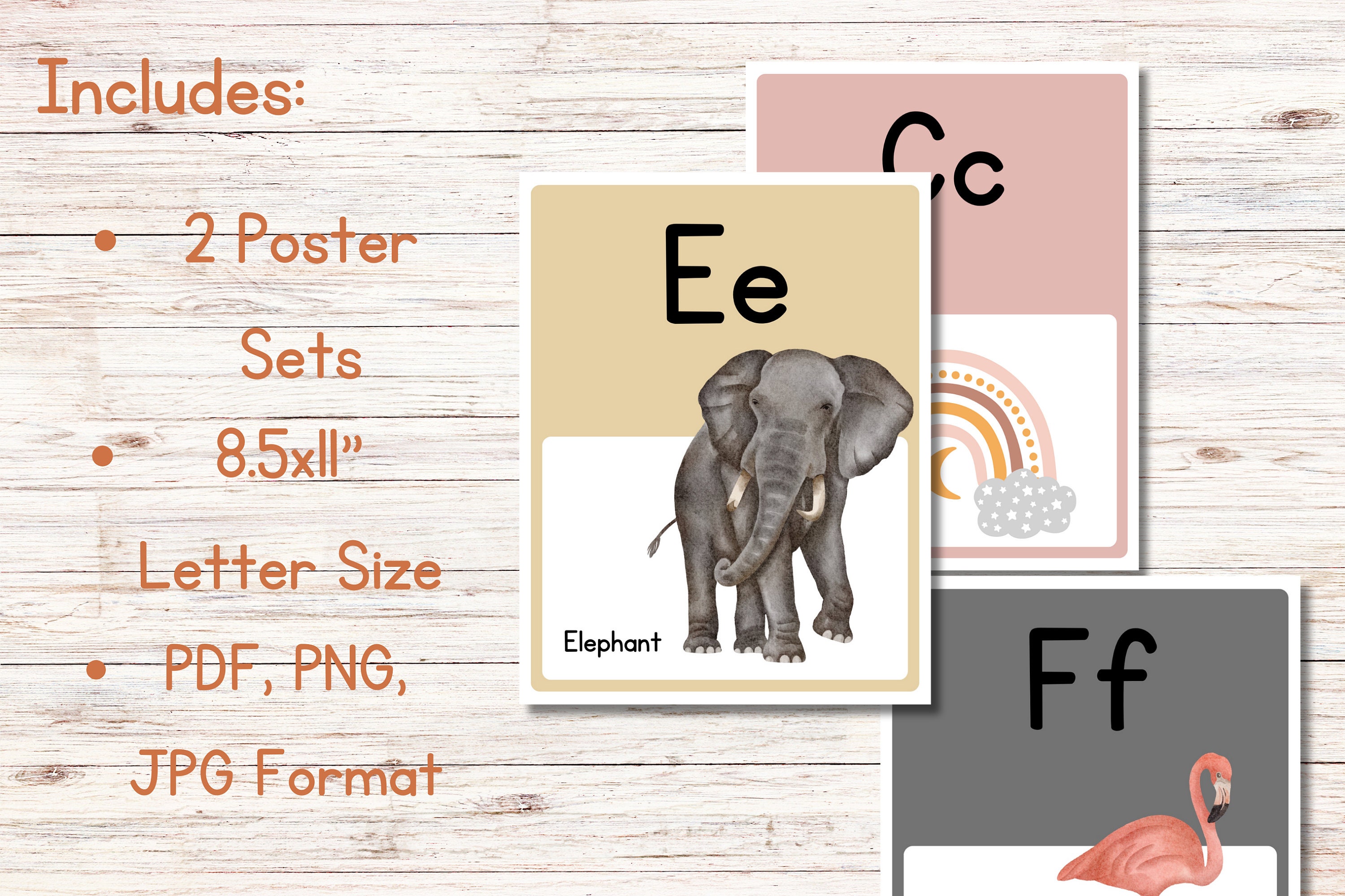 Classroom Alphabet Posters Animal Alphabet Boho Rainbow - Etsy