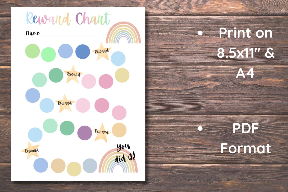 Printable Kids Reward Chart Printable Rainbow Sticker Chart for Kids ...