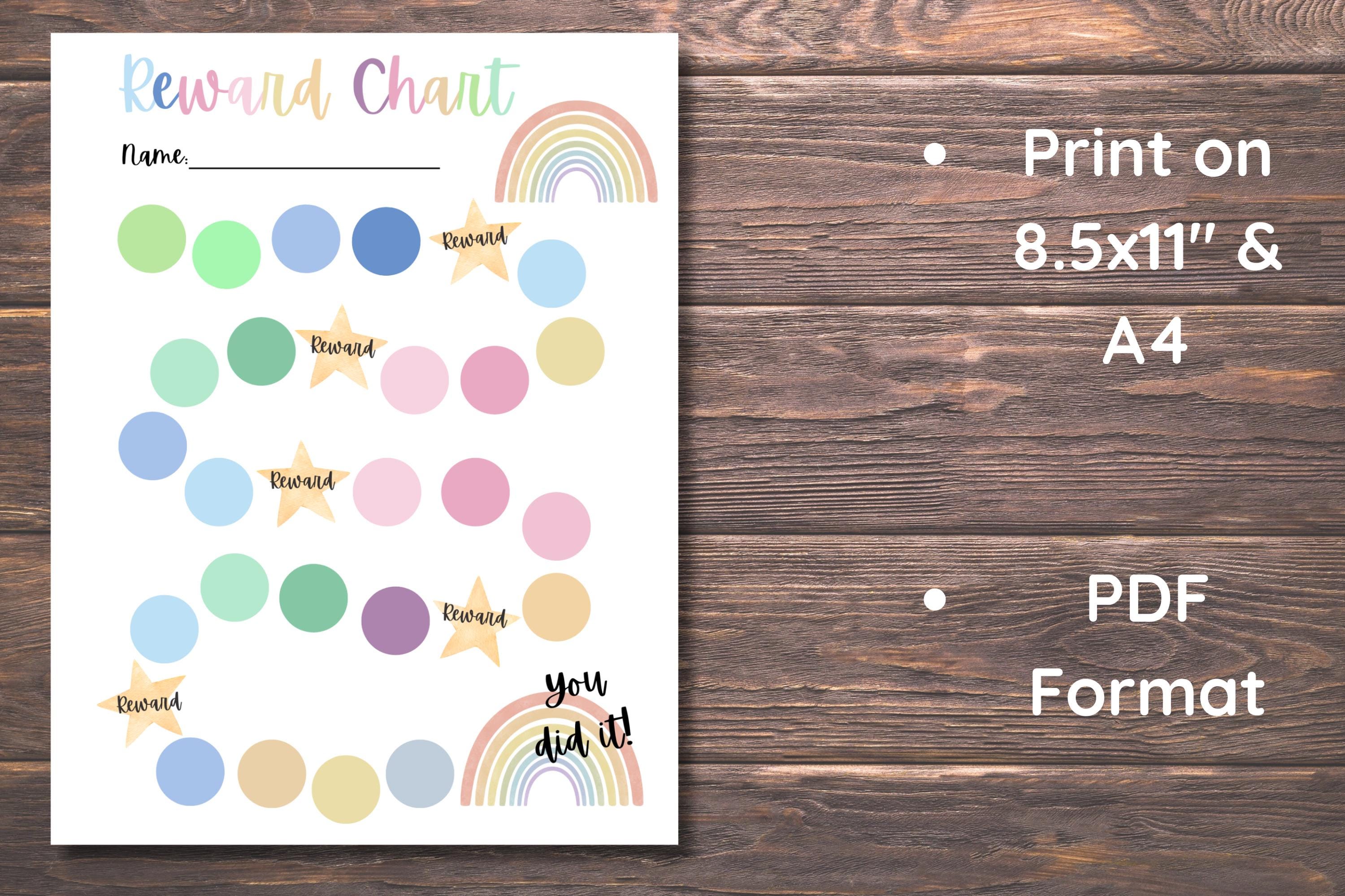 Printable Kids Reward Chart Printable Rainbow Sticker Chart for Kids ...