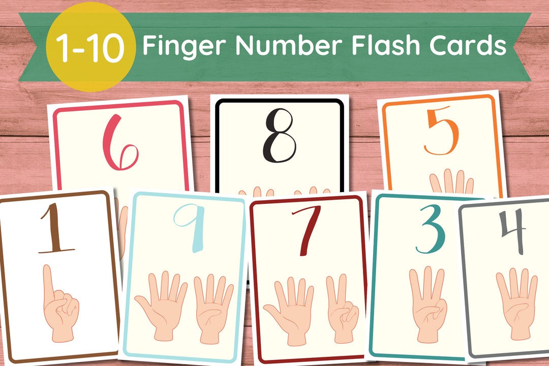 Printable Finger Number Flash Cards, Counting 1-10, Learning ...