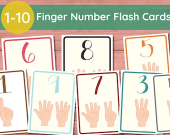 Printable Finger Number Flash Cards, Counting 1-10, Learning ...