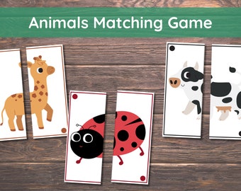 Animals Matching Game for Kids, Farm Safari Matching Activity, Animals ...
