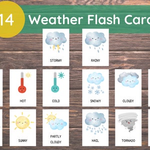 14 Weather Cards | Weather Flashcards | Toddler Weather Activity ...