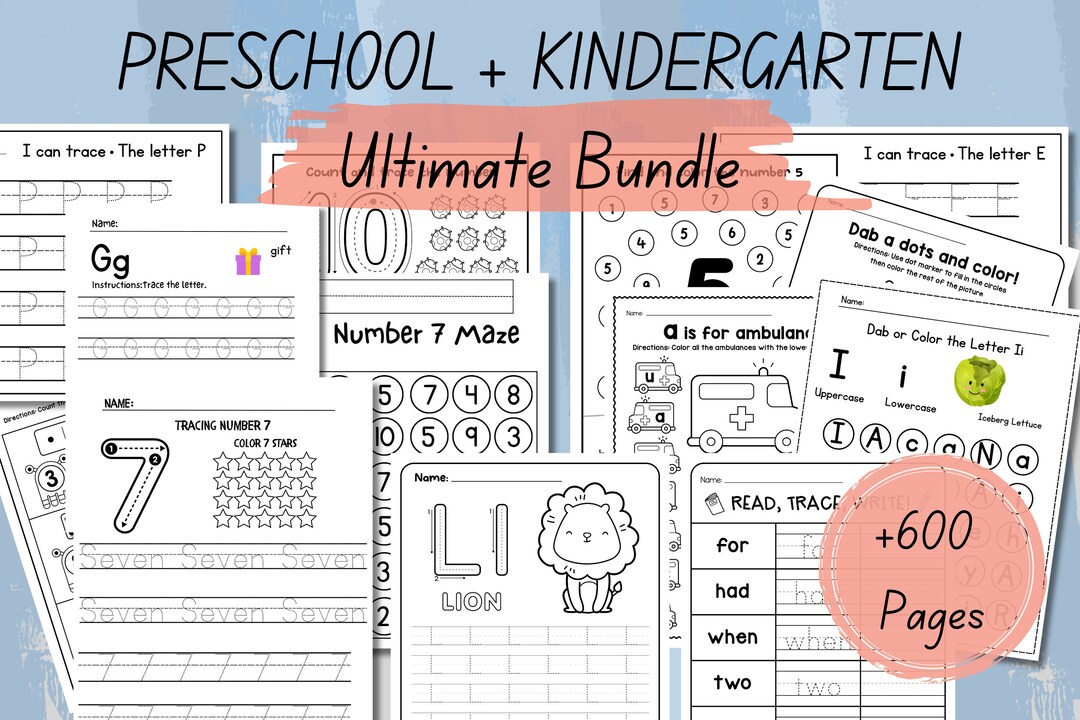 Preschool Pre-k Kindergarten Learning Bundle 600 Pages Printable ...