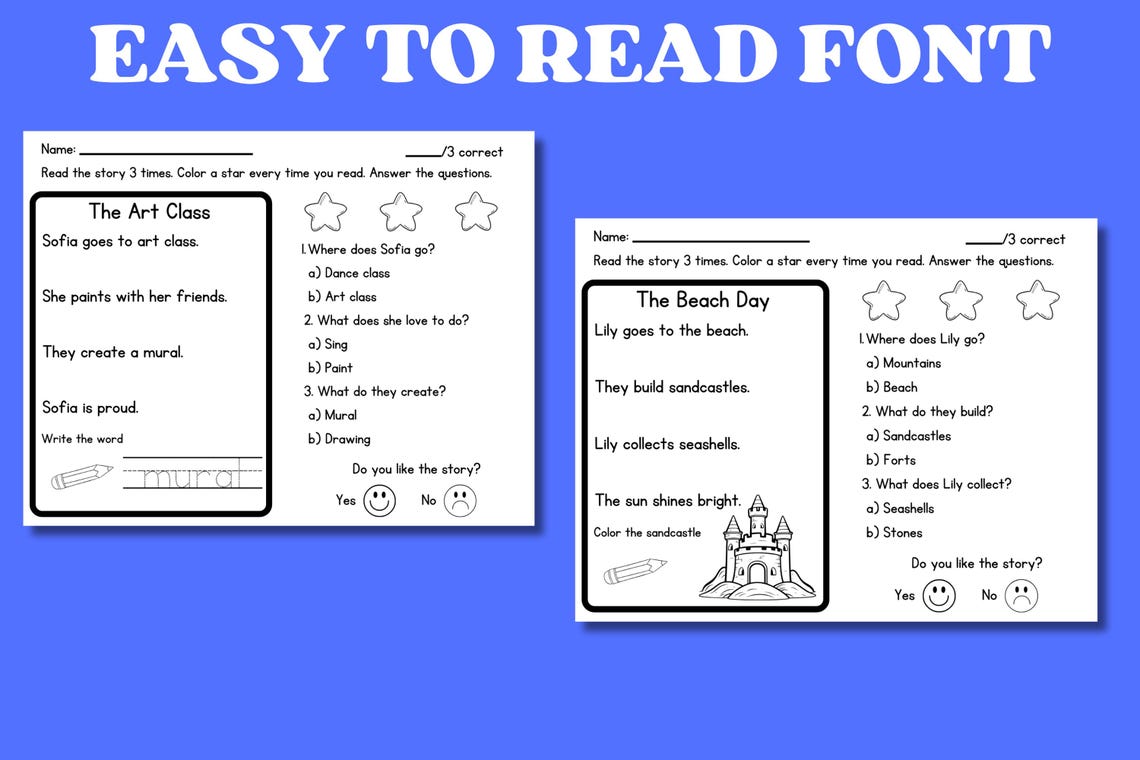 Kindergarten at Home Reading Worksheets | Comprehension Passages ...