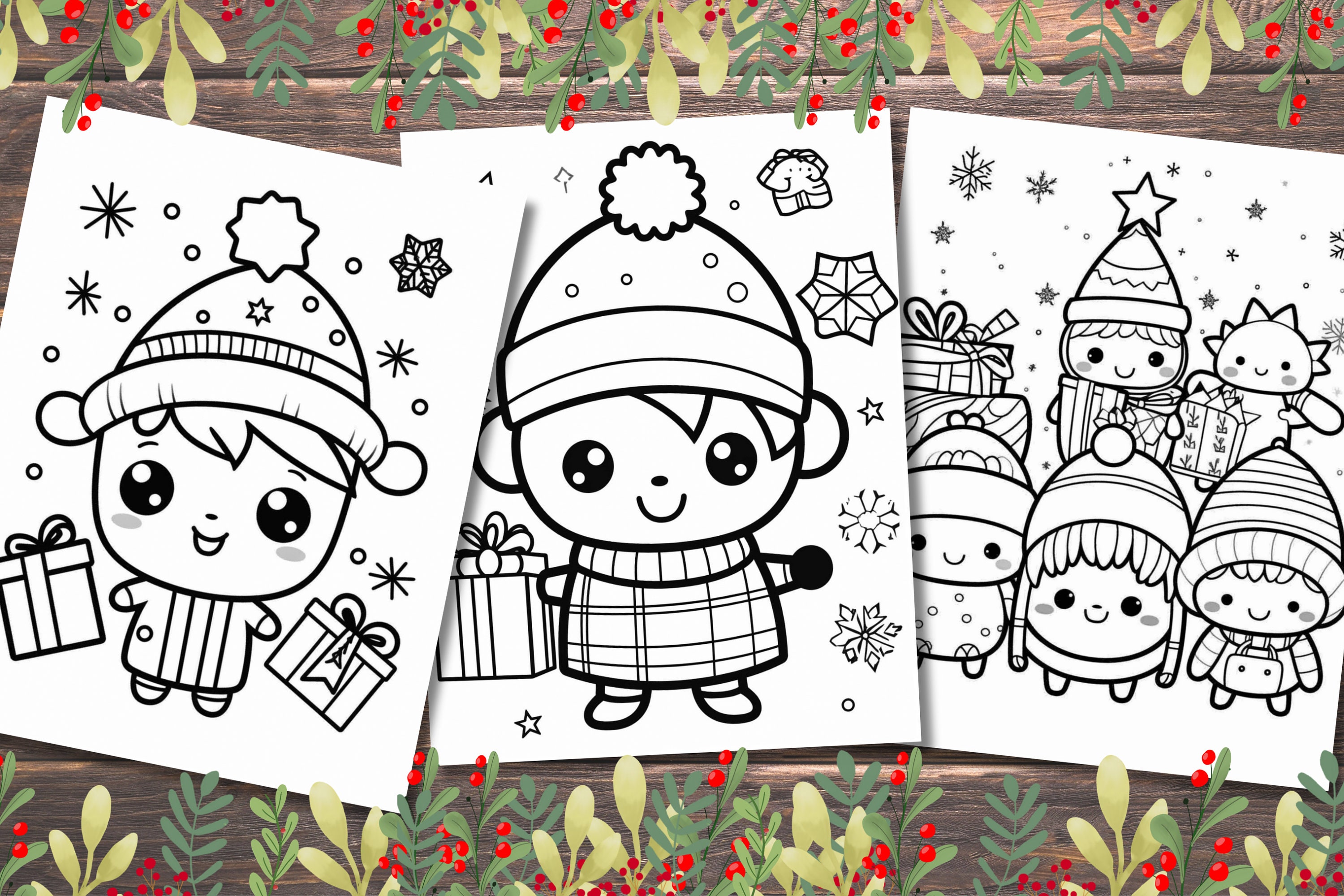 Kawaii Christmas Coloring Pages 60 Pages Cute Coloring - Etsy