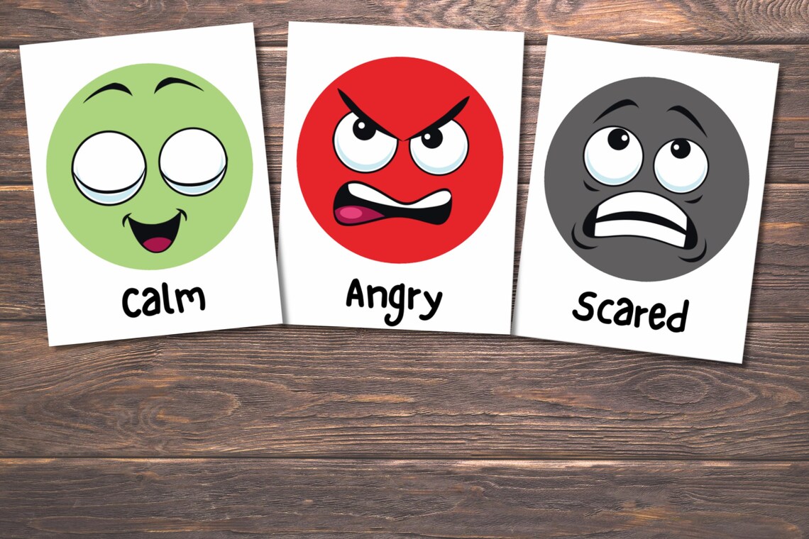 Emotion Face Flashcards, Emotion Preschool Printables, Social Emotional ...