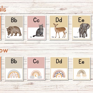 Classroom Alphabet Posters, Animal Alphabet, Boho Rainbow, Classroom ...